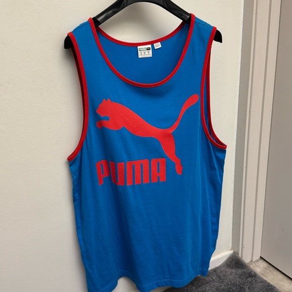Puma | Shirts | Vintage 9s Puma Medium Blue Red Tank Top | Poshmark